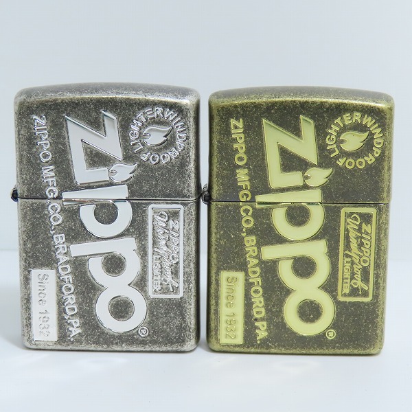 ZIPPO/ジッポー ANTIQUE OLD ZIPPO LOGO バレル加工 2BB-ZLOGOFL/2SB-ZLOGOFL 21年製/2点 ...